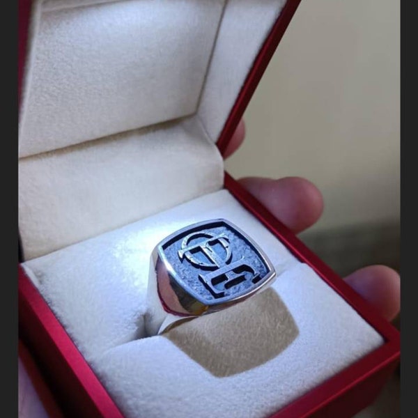 Custom Logo Signet Ring: Personalized Sterling Silver Brand Ring - Etsy