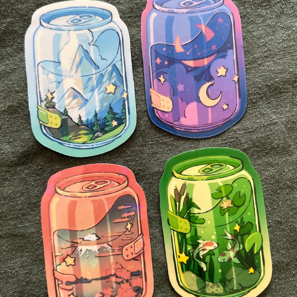 Cute Sticker Holographic | Pond Aesthetic Sticker Sticker Kawaii ...