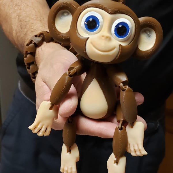 3D Printed Monkey With Long Tail | Flexible Articulated Animal | Gift ...