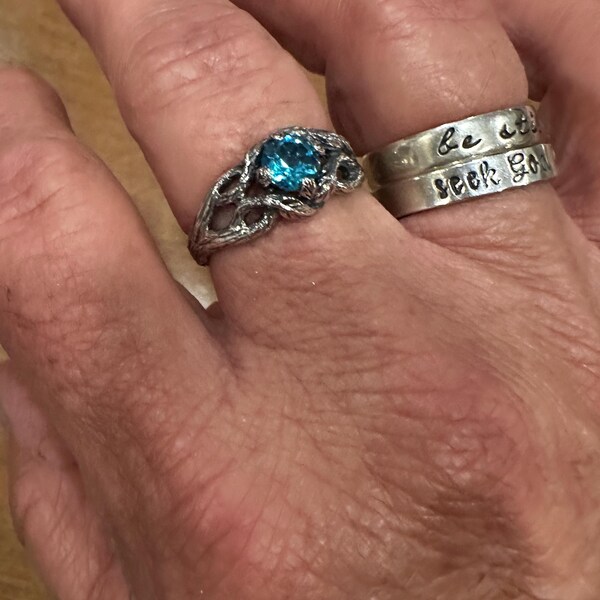 Elven Wedding Ring, Elven Engagement Ring, Dark Elven Silver Natural ...