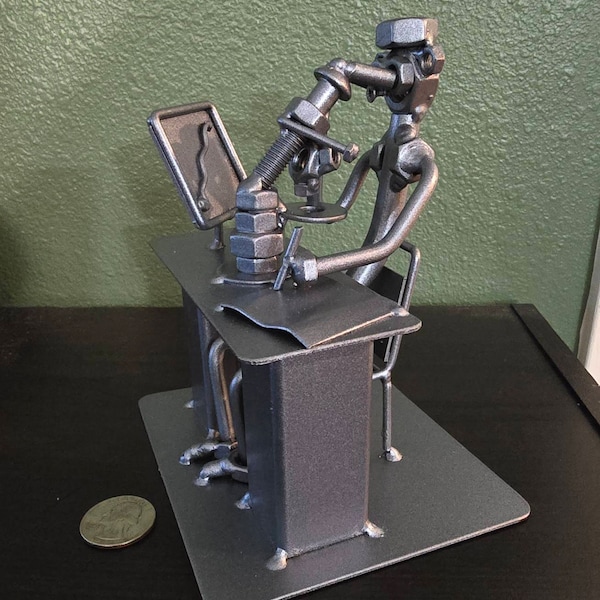 Nuts and Bolts Figurine of a Land Surveyor, Custom Engineer Ornament ...