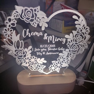 Custom Heart Led Light Personalized Valentines Gift Light up Sign Logo ...