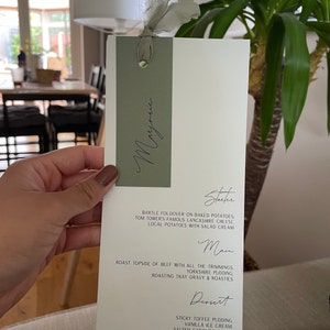 Personalised Wedding Menus With Guest Name Tag Wedding Place - Etsy