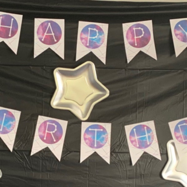 Printable Galaxy Happy Birthday Banner, Galaxy Birthday Party, Teen ...