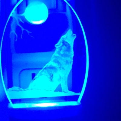 Wolf Night Light, Wall Plug In, Etched Wolf Design, LED Light in 8 ...
