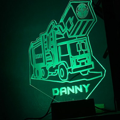 Garbage Truck Night Light, Personalized Free, LED Night Lamp, With ...