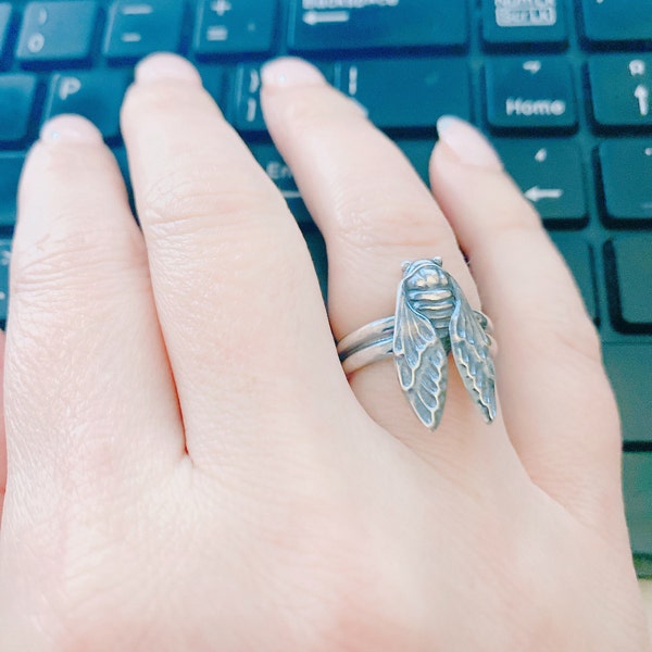 Silver Cicada Ring Sterling Silver Insect Ring Witch Ring Bug Ring ...