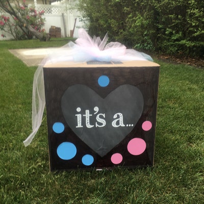 Gender Reveal Box Sign/ Gender Reveal Box Stickers/ Gender Reveal Box ...