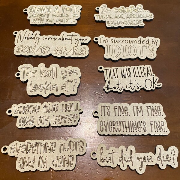 Funny Adult Keychains Set of 10 SVG Digital Download for Glowforge NOT ...