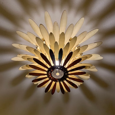 Wood Flower Ceiling Light, DAISY Pendant Light Fixture, Wood Pendant ...