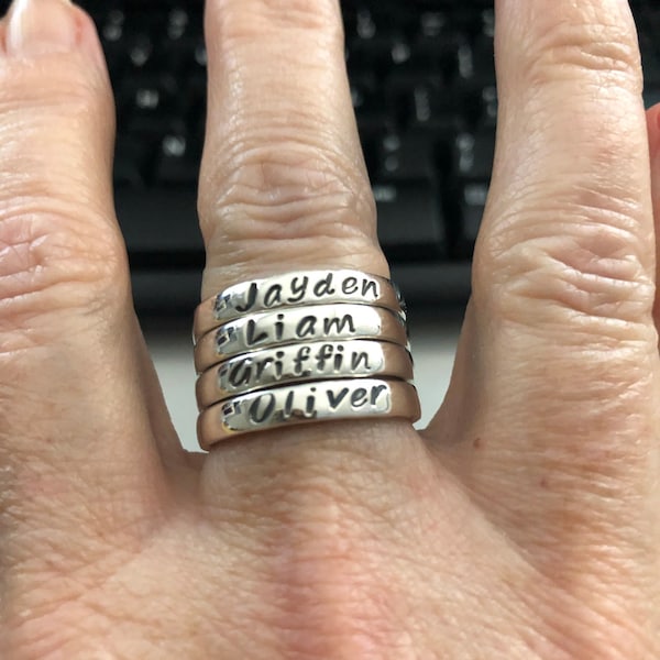 Triple Mother's Ring, Interlocking Name Rings, Personalized Rolling ...