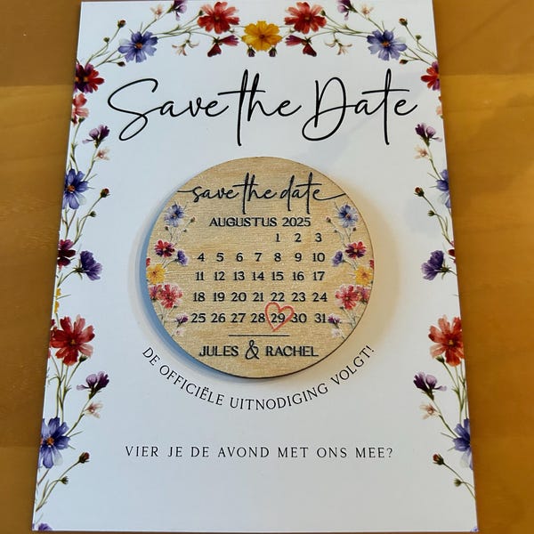 Calendar Save the Date Magnet, Floral Save the Dates Magnet Calendar ...