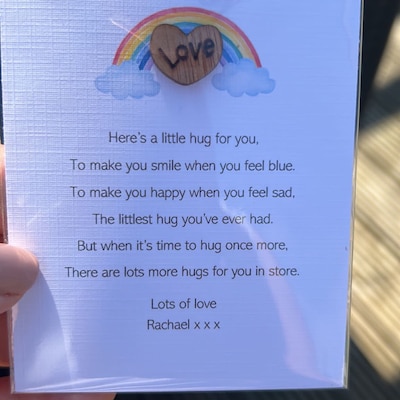 A Tiny Little Pocket Hug Poem Card, Isolation Gift, Miss You, Hug Token ...