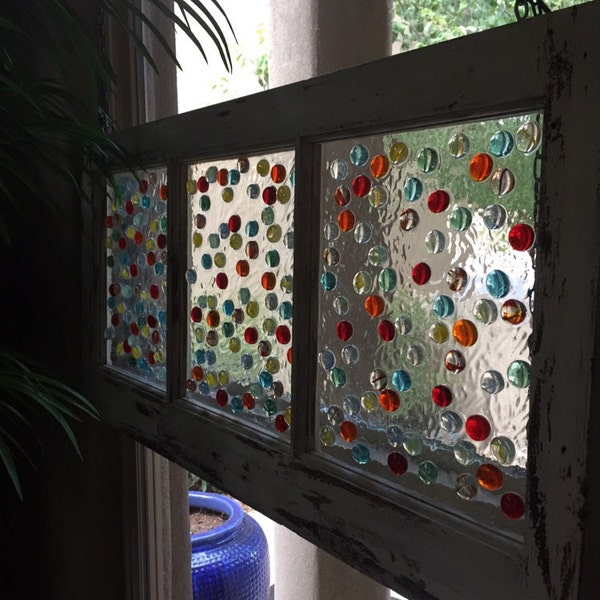 Faux Stained Glass Window, Flat Gems Stained Glass Window, Painted ...