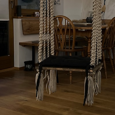 Vintage Tree Swing, Wooden Rope Swing, Solid Oak Painted Adults Tree Swing, Outdoor Swing ...