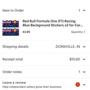 Red Bull Formula One F1 Racing Blue Background Stickers X2 for Car, Van ...