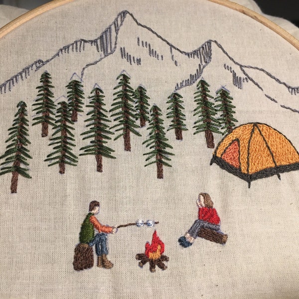 Camping Hand Embroidery Pattern - Camping Trip - PDF - Instant Download ...