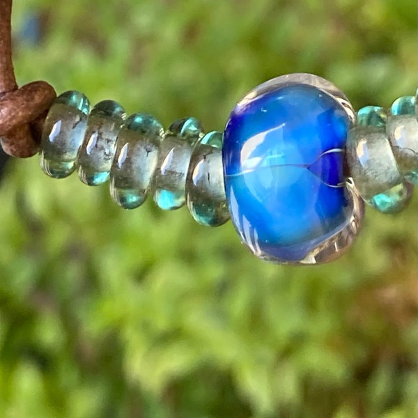 10 Triton Ivory Spiral Belles Handmade Lampwork Beads Metallic Blue ...