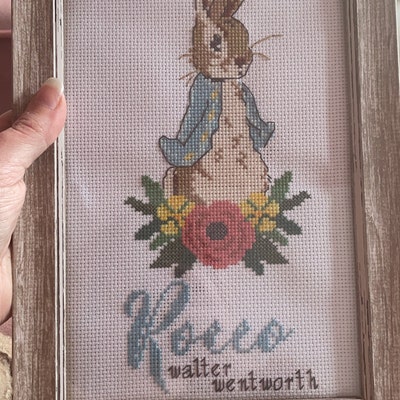 Beatrix Potter Birth Sampler Cross Stitch Pattern Peter Rabbit Wreath ...