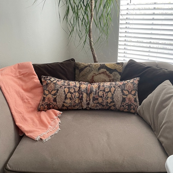 Earth Tones Botanical Pillow Cover, Black Floral Pillow, Bird Pinecone ...