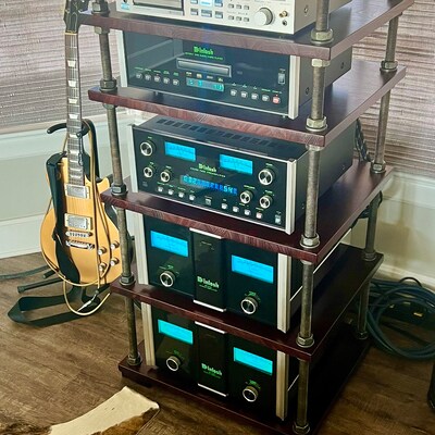 Audio Rack With Adjustable Oak Shelves / Record Player Stand / Media ...