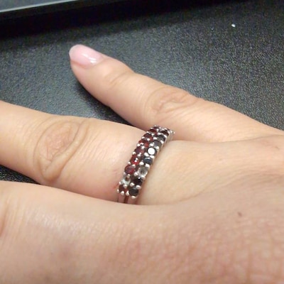 Natural Garnet Ring, Vintage Garnet Band, Garnet Wedding Band, Rose ...