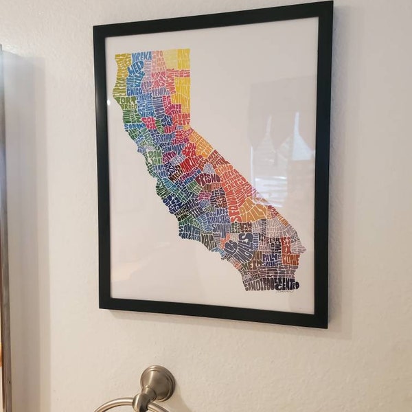 California Map Art, California Art Print, Signed Print of My Original ...