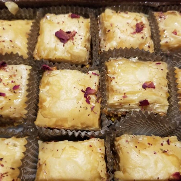 The Original Rose Pistachio Baklava, Floral Baklava, Lebanese Baklava ...