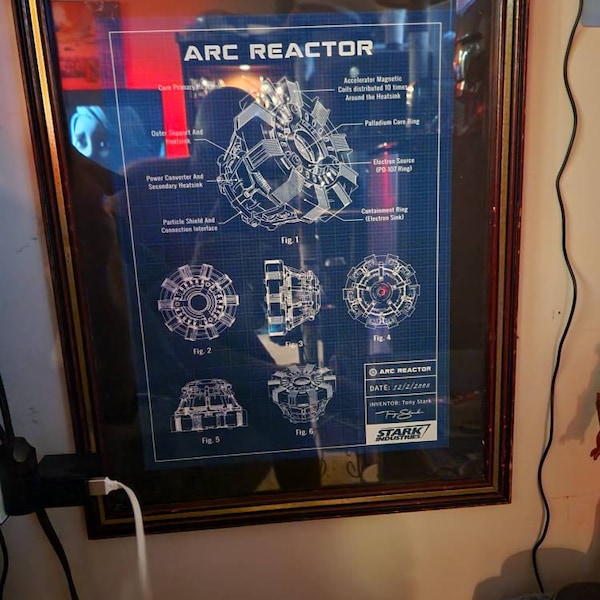 Arc Reactor Blueprint Art, Iron Man Movie Poster Print, Arc Reactor ...
