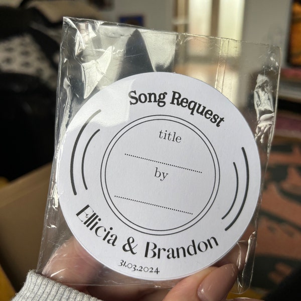 Wedding Song Request Card - Wedding Favours - Custom Favors - DJ ...