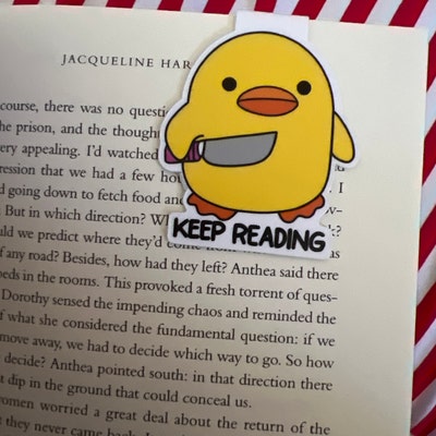 Chick Duck With Knife Magnetic Bookmark, Duck Meme Bookmarks, Handmade ...