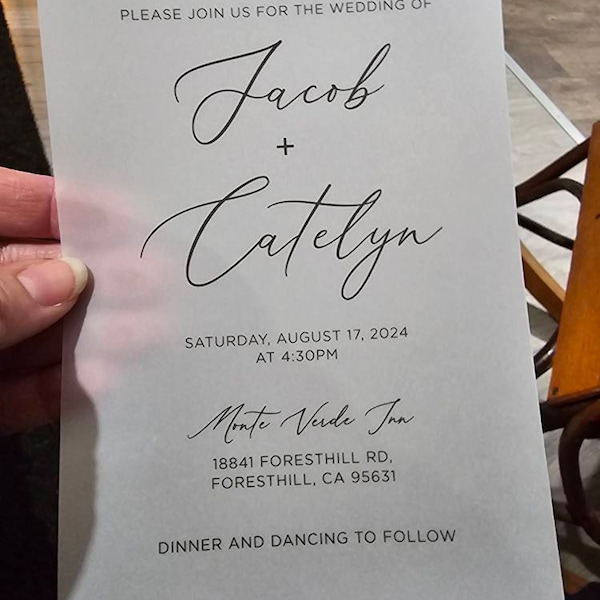 Vellum Wedding Invitations, Printed Vellum Wedding Invitation Inserts ...