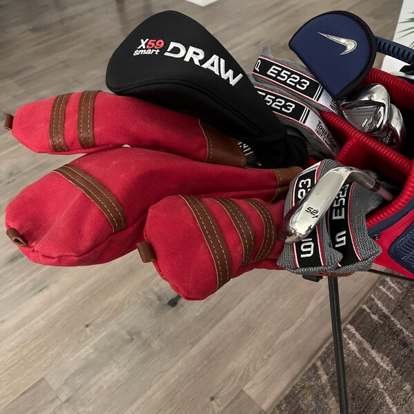 Waxed Cotton Duck and Leather Putter Cover- Black, Handcrafted, Golf ...