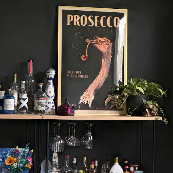 Vintage Art Deco Prosecco Poster. Cool Champagne Wine Drinker Print ...