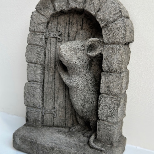 Mouse Door Stone Statue | Garden Outdoor Home Tree Animal Decoration ...