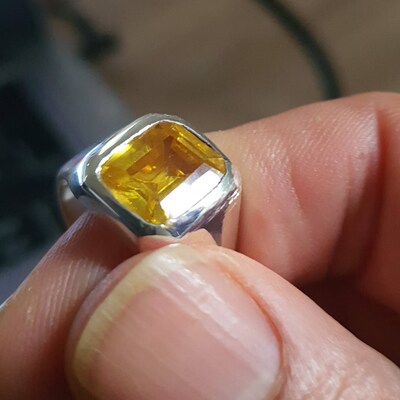 Natural Certified Munga Ring Triangle Shape Unheated Untreated Moonga ...