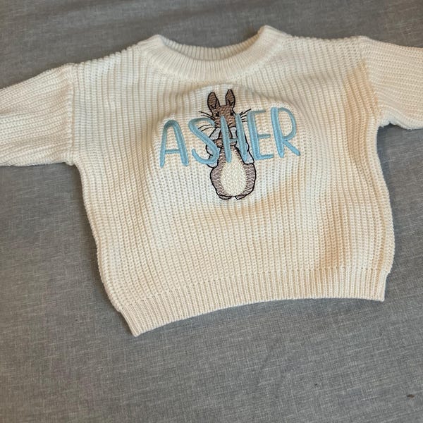 Baby Boys beary First Birthday Sweater Girls One Embroidered Sweater ...