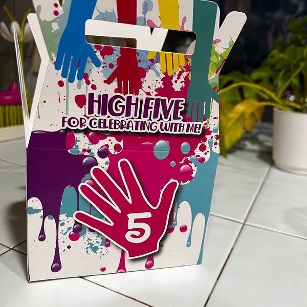 High 5, High Five, 5th Birthday, Paint, Splash Party Favor Box - Etsy
