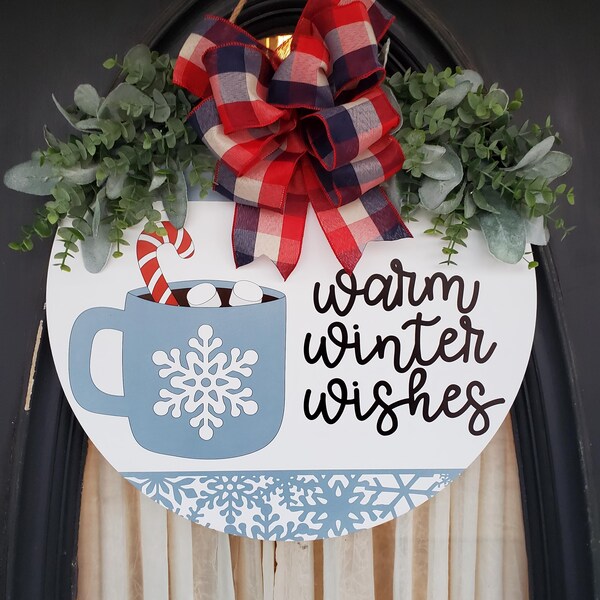 Winter Front Door Welcome Sign Winter Door Wreath Hello Winter ...