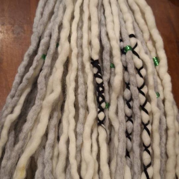 Wool Dreadlocks Dreads DE Extensions Soft Full Set Blue Turquoise SHORT ...