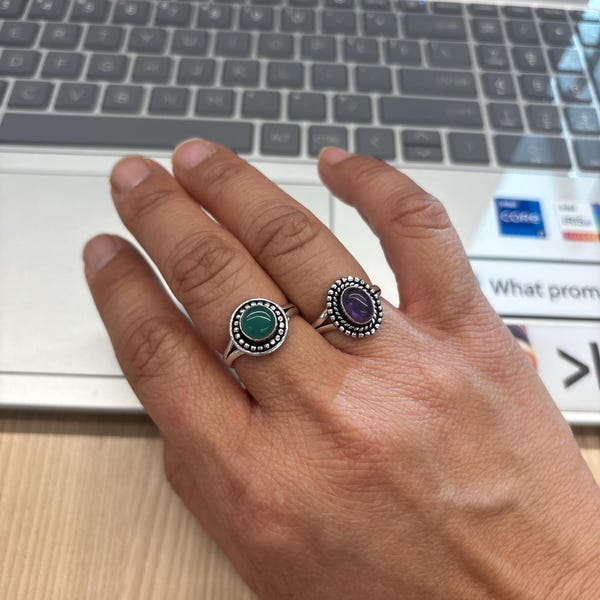 Assorted Gemstone Rings Jewelry, Assorted Crystal Handmade Ring for ...