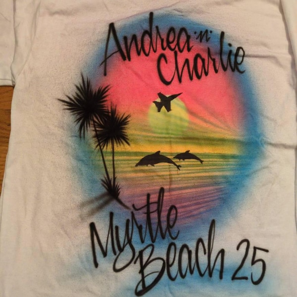 Airbrushed Airbrush Custom Beach Scene Wave Jamaica Colors Sunset T ...