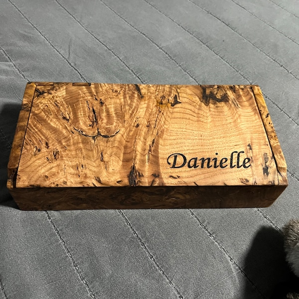 Large Walnut Wood Inlaid Document Box Memory Box Personalized Keepsake ...