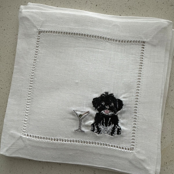 Embroidered Cherry Linen Cocktail Napkins, Cherries Custom Napkins ...