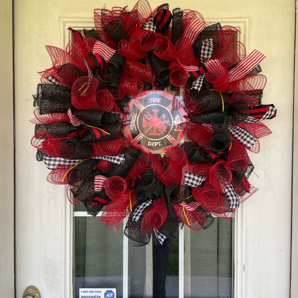 Fire Fighter Decor, Firefighter Wreath Sign, Wall Decor, Fireman ...