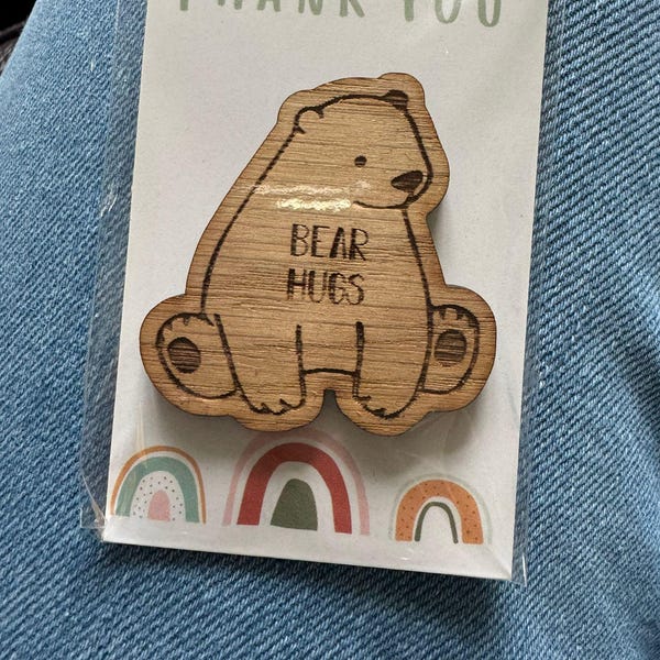 Bear Hugs Pocket Hug Token, Wooden Token, Thank You Gift - Etsy