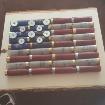 Shotgun Shell American Flag in a Faux Barnwood Shadowbox - Etsy