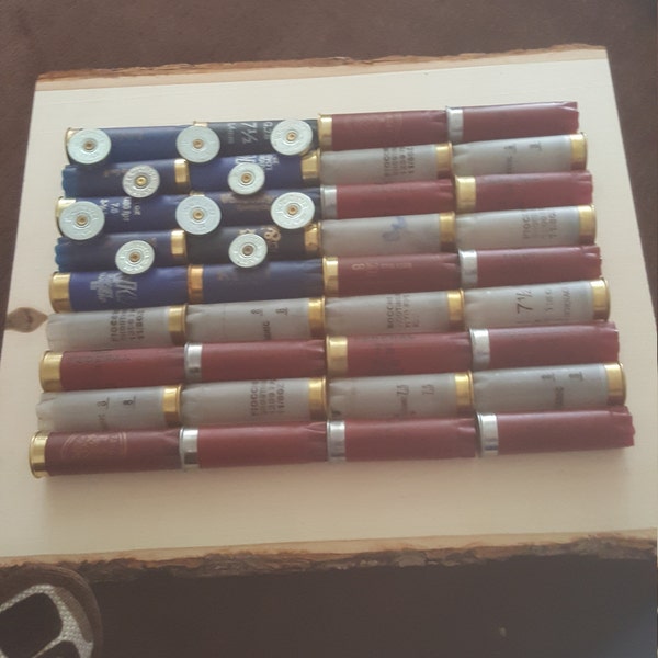 Shotgun Shell American Flag in a Faux Barnwood Shadowbox - Etsy