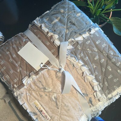 Amethyst Isles Large Rag Quilt Throw Teals Aqua Pinks Rose Spicy Browns Cream - Etsy