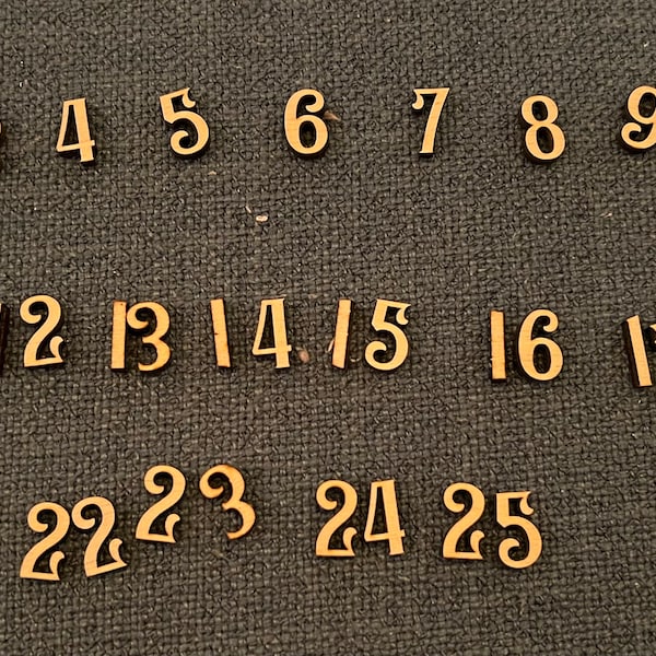Advent Calendar Numbers 1 to 24, Wood Set of 39 Pieces of Colorful ...